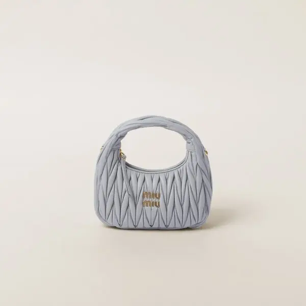 miu miu シルバー ボディバッグ Silver Wander Matelassé Nappa Leather Hobo Mini-bag | Miu Miu